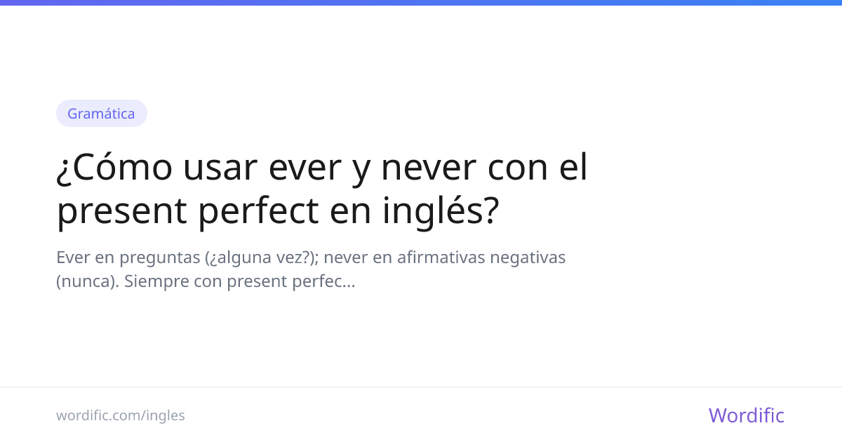 Ever y never con present perfect | Wordific